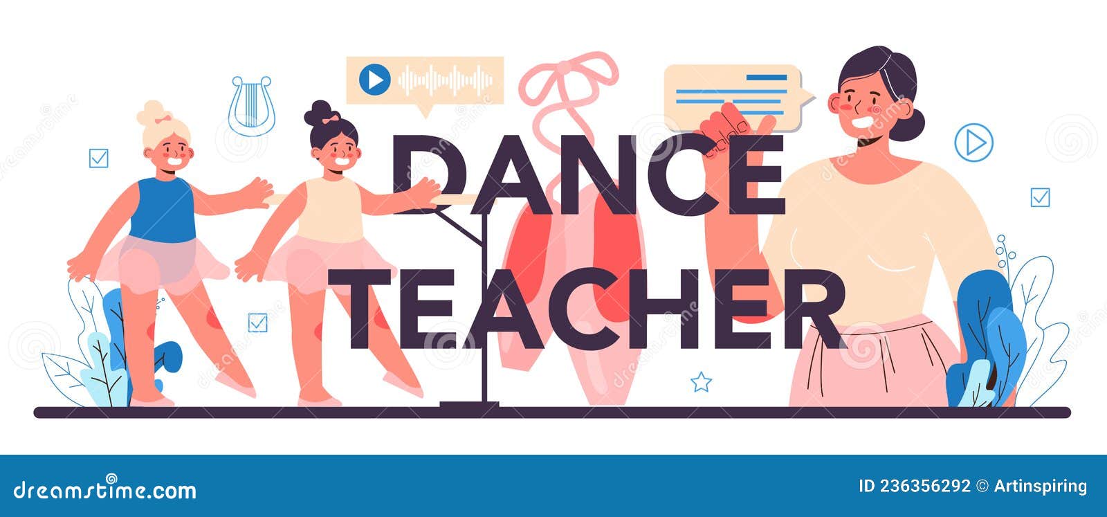 Dance Teacher Typographic Header. Choreographer in a Dance Studio Stock ...