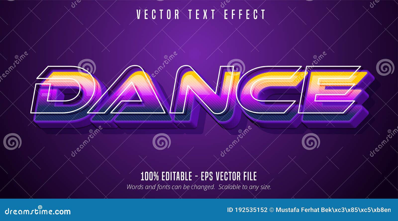 Dance Text, Pop Art Style Editable Text Effect Stock Vector ...
