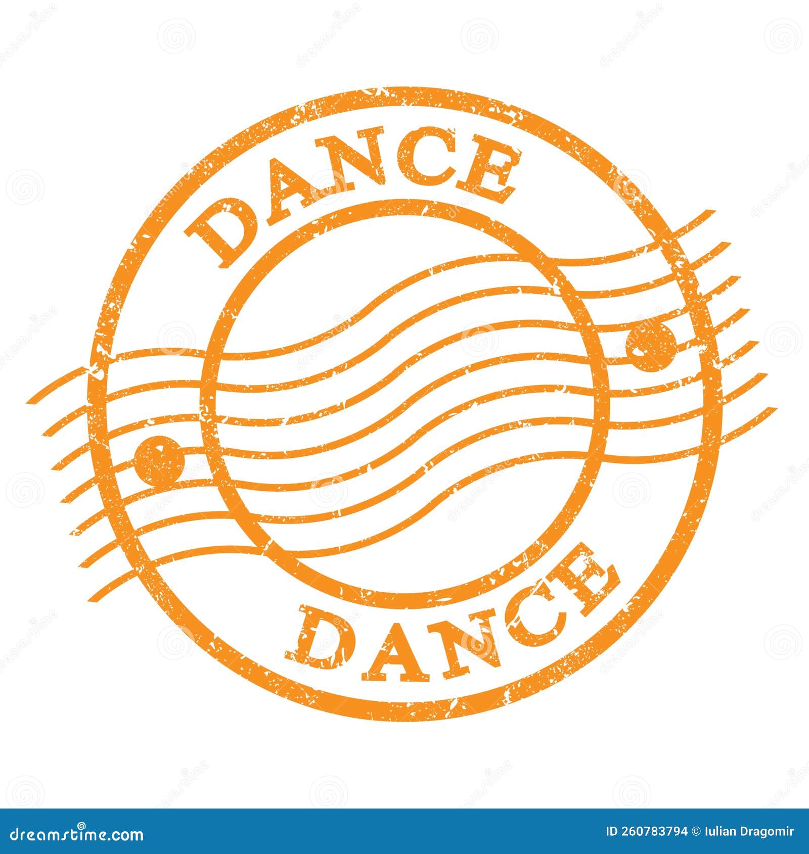 DANCE, Text Written on Orange Postal Stamp Stock Illustration ...