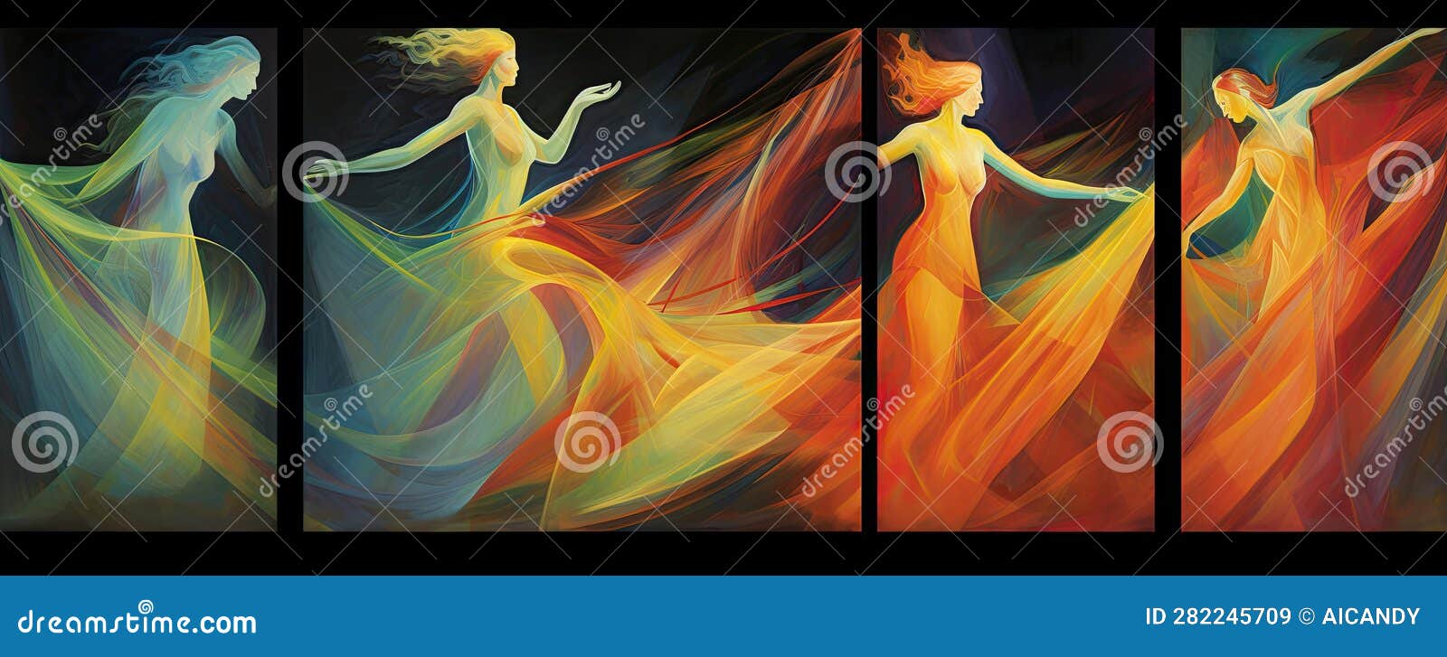 Dance of Vibrant Light Beams and Abstract Shadows, Intertwining and ...