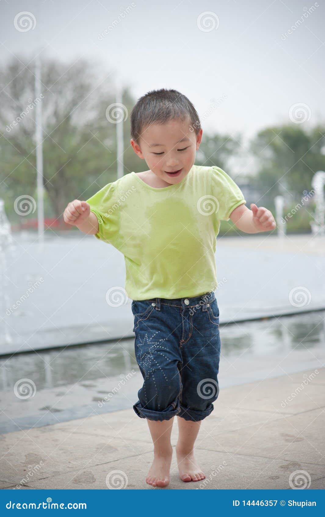 Danceing asian boy stock image. Image of cheerful, fountain - 14446357
