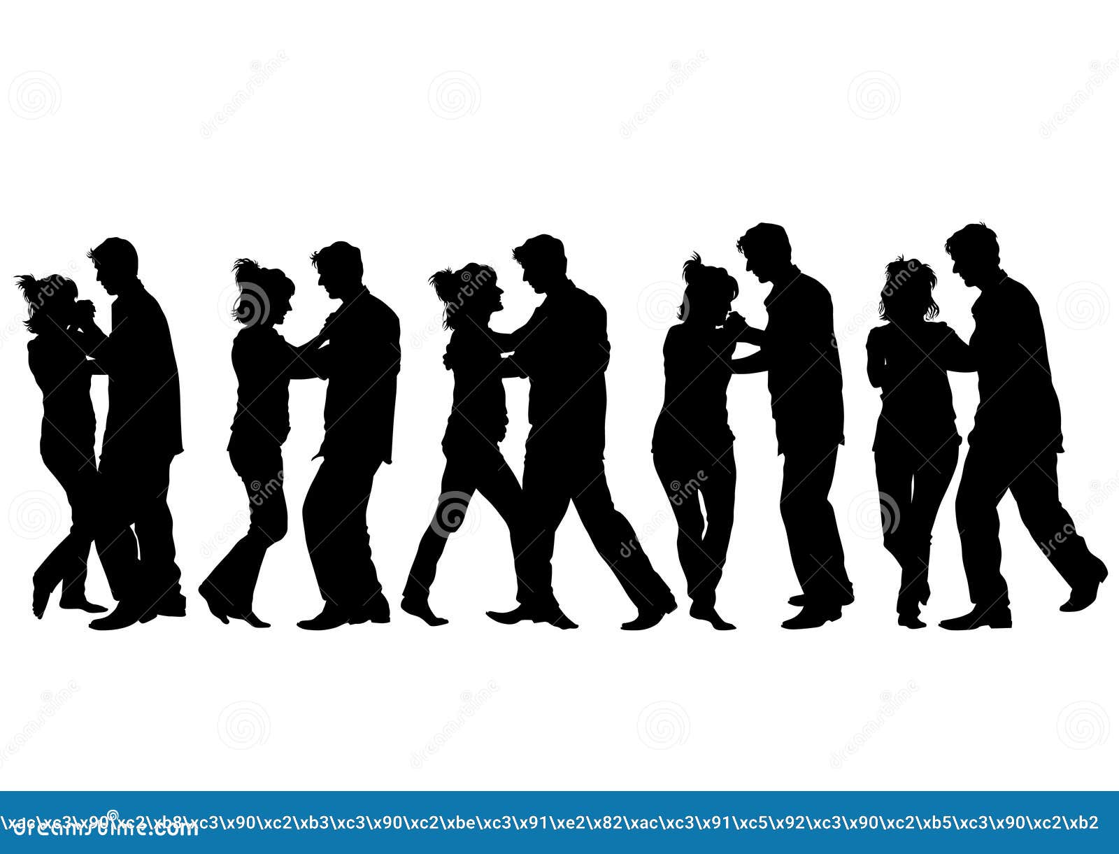 Dancers Couples, Seamless Pattern. People, Man And Woman Pairs, Partner ...