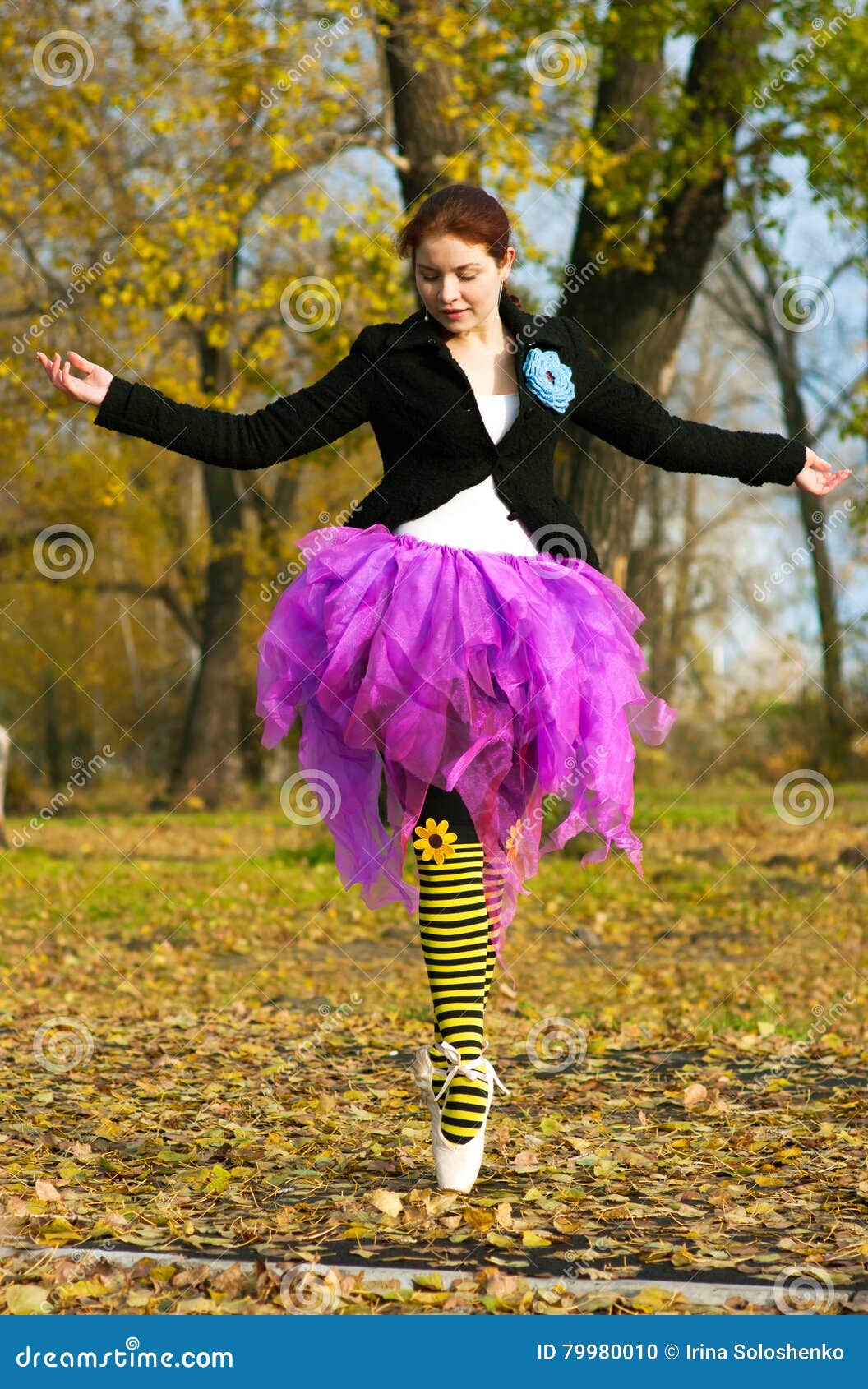 The Dancer Dances in the Autumn Stock Photo - Image of backpack, legs ...