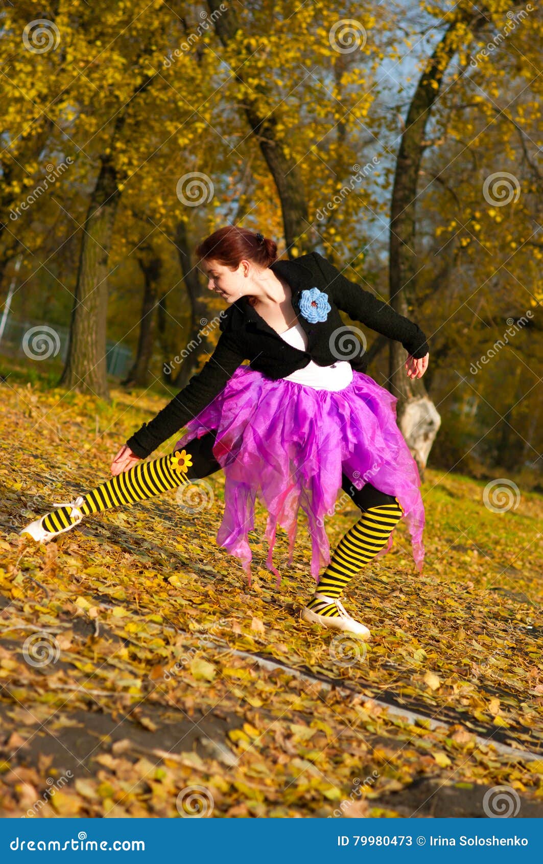 The Dancer Dances in the Autumn Stock Image - Image of moving ...