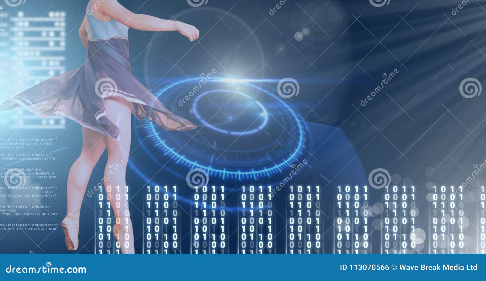 Dancer Dancing with Digital Technology Interface Stock Photo - Image of ...