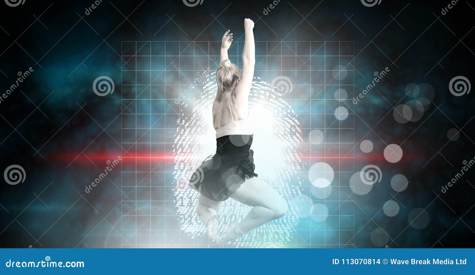 Dancer Dancing with Digital Technology Sparkling Glowing Interface ...
