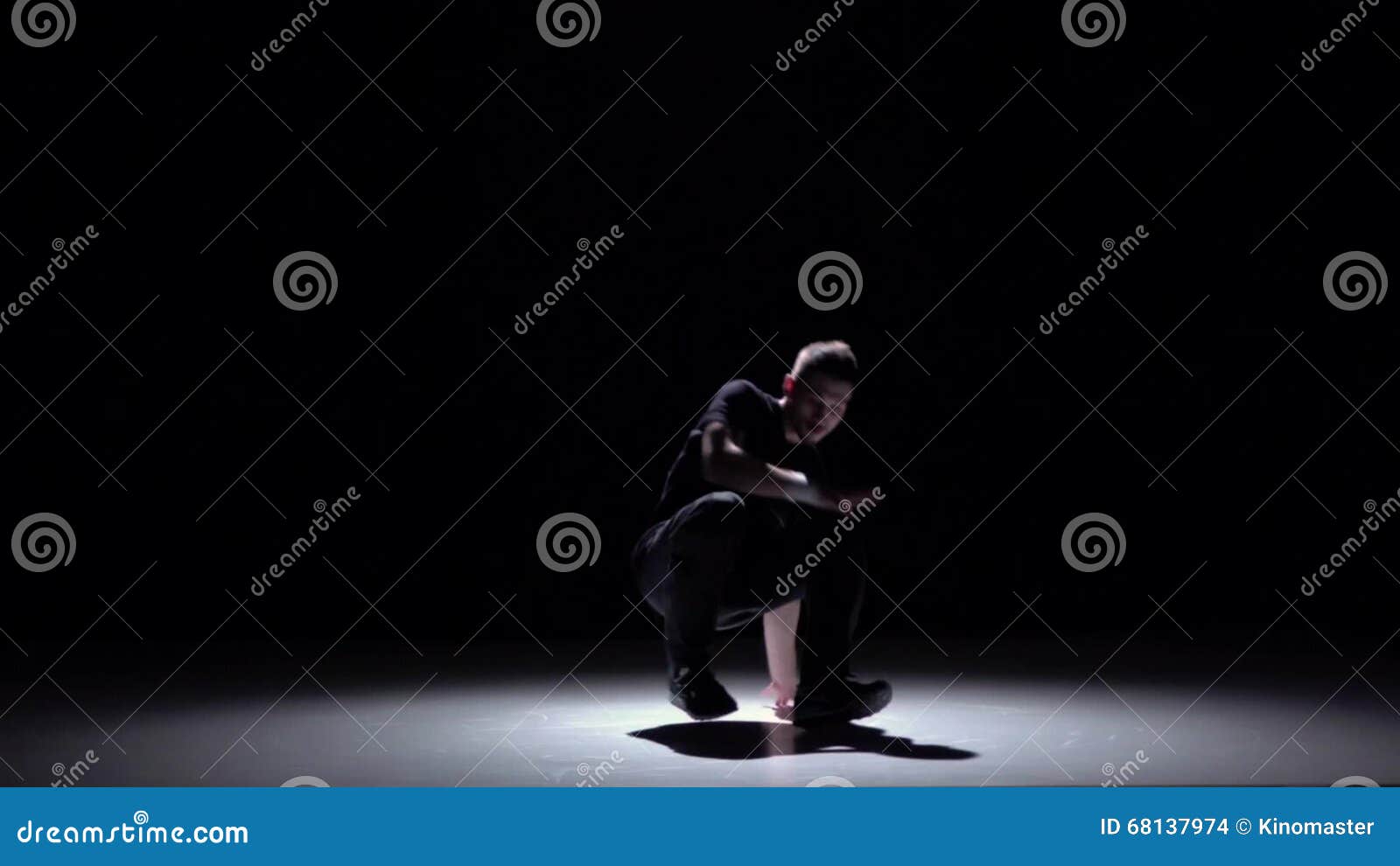 Dancer in Dark Suit Dancing Breakdance, on Black, Shadow, Slow Motion ...