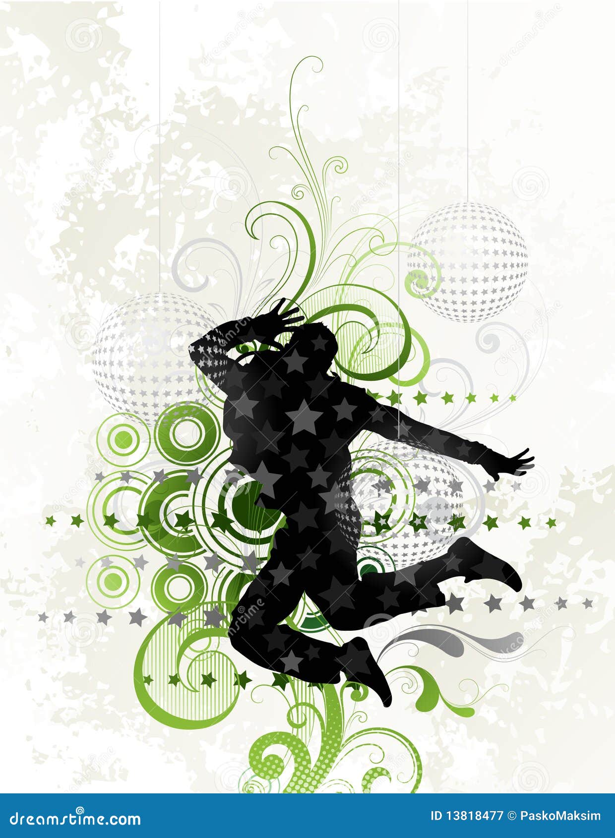 Dancer on Floral Background Stock Vector - Illustration of black ...