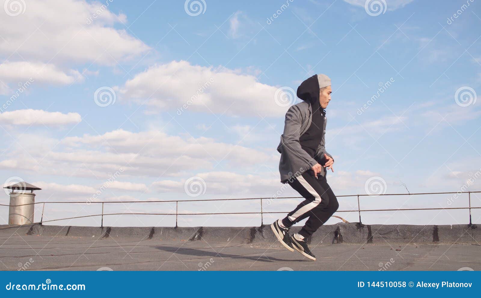 Dancer Guy Dancing Break Dance on the Roof Stock Footage - Video of ...