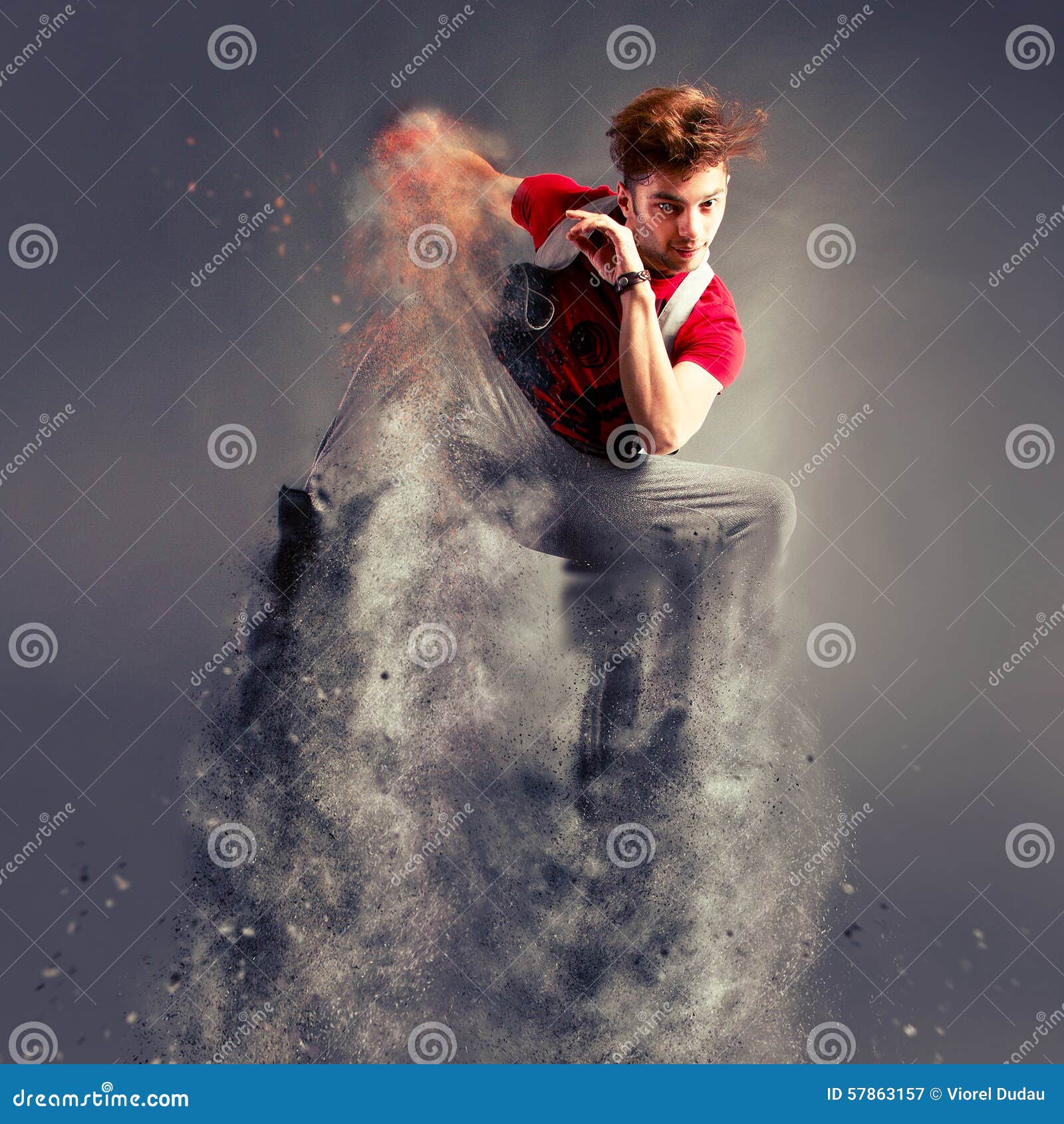 Dancer Jumping from Explosion Stock Image - Image of balance, athlete ...