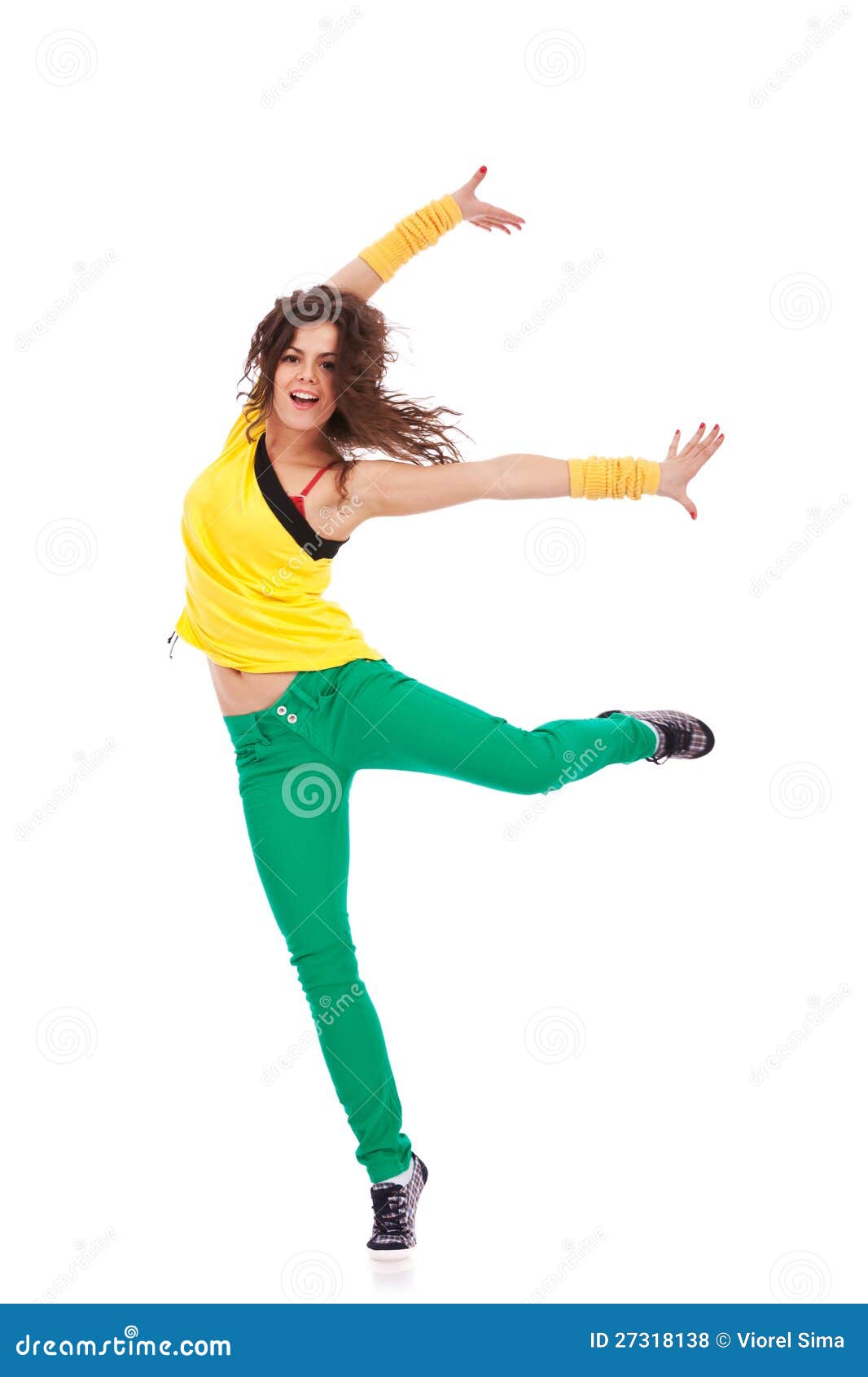 Dancer with Leg and Arms Extended Stock Photo - Image of adult, girl ...