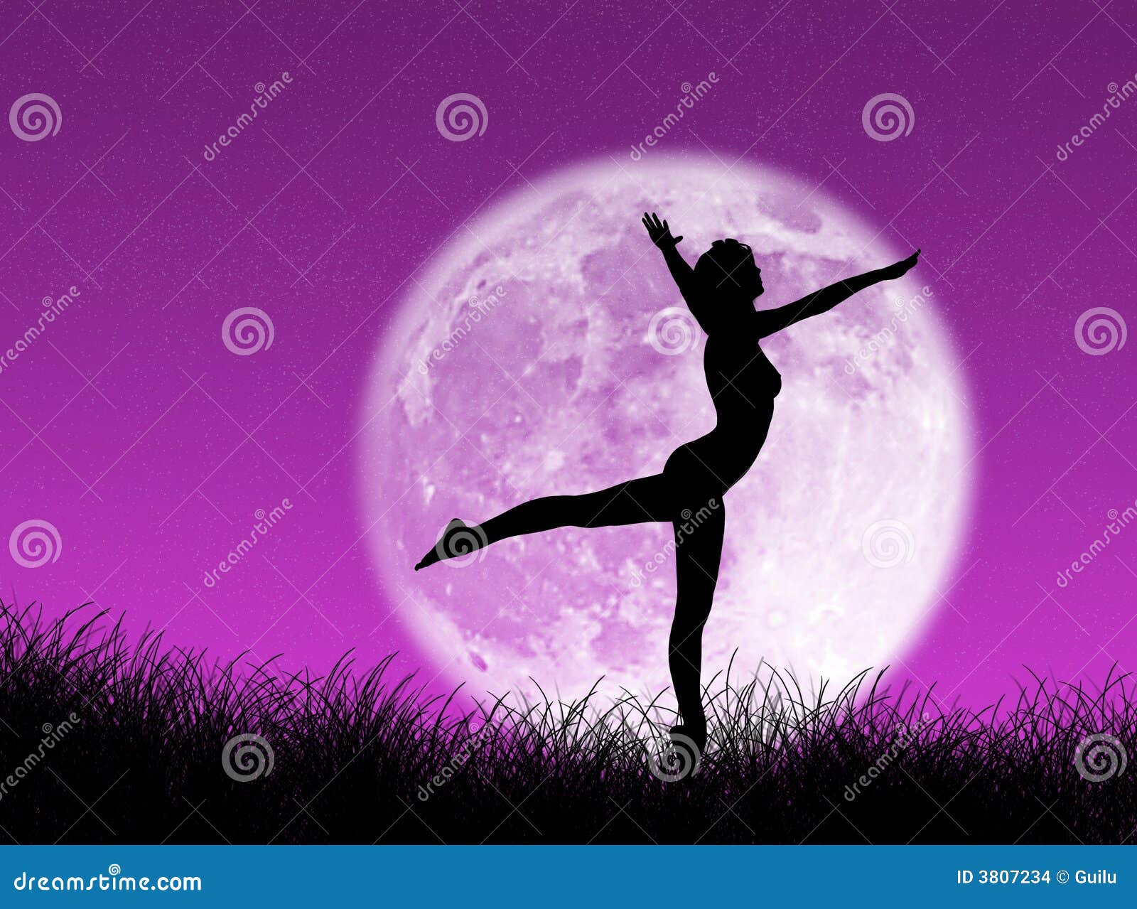 Dancer in the moon stock illustration. Illustration of gymnastics - 3807234
