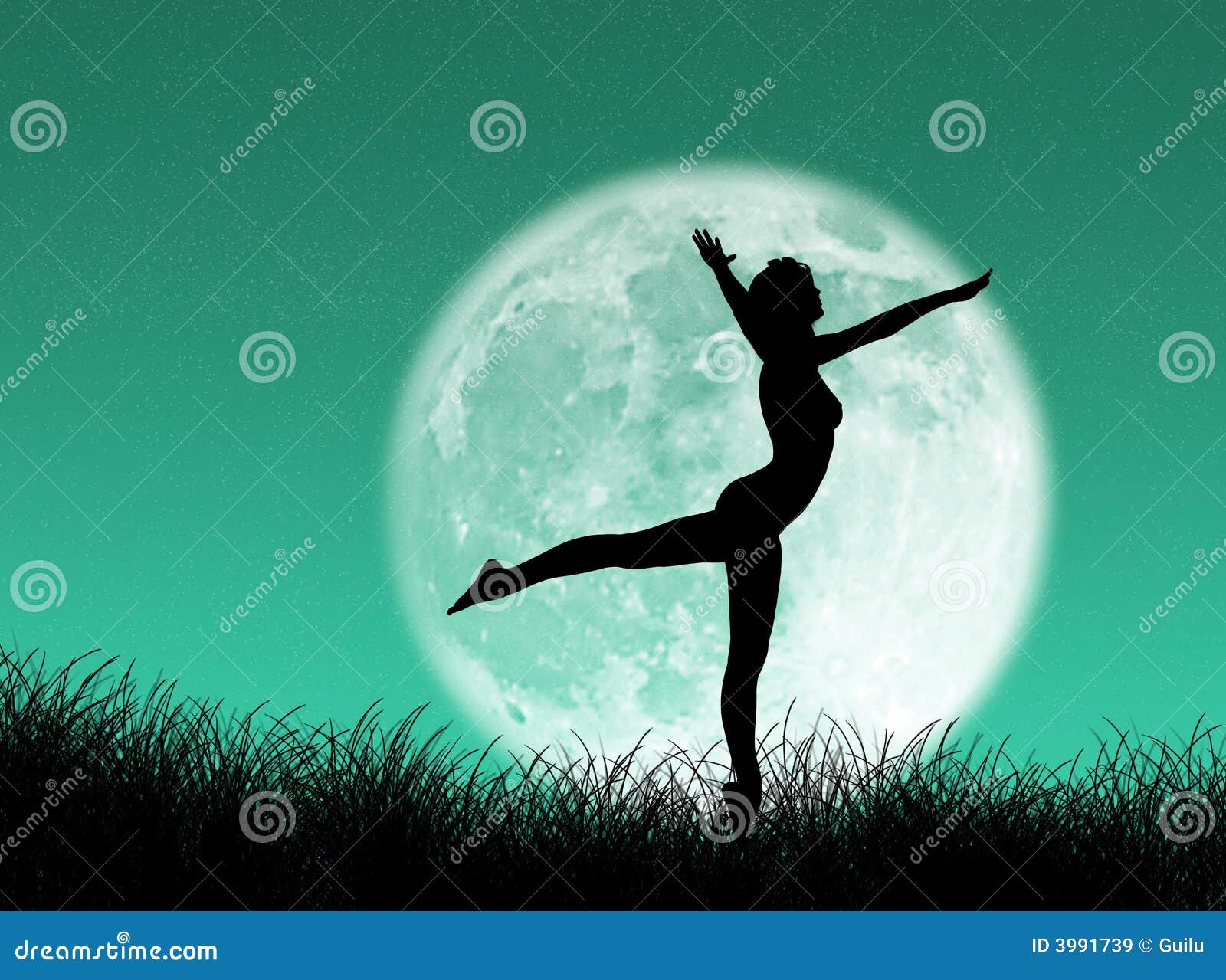 Dancer in the moon stock illustration. Illustration of breath - 3991739