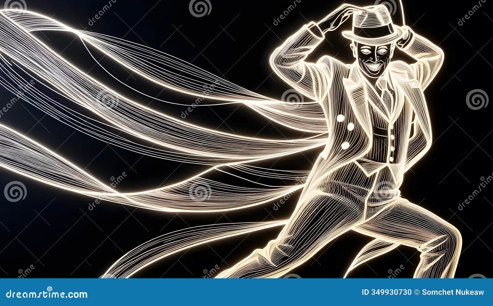Dancer in Motion Studio Digital Art Black Background Dynamic Pose Light ...