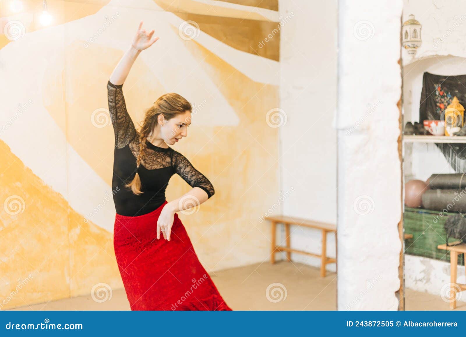 Dancer Moving Arms in a Dance Studio Stock Image - Image of perform ...