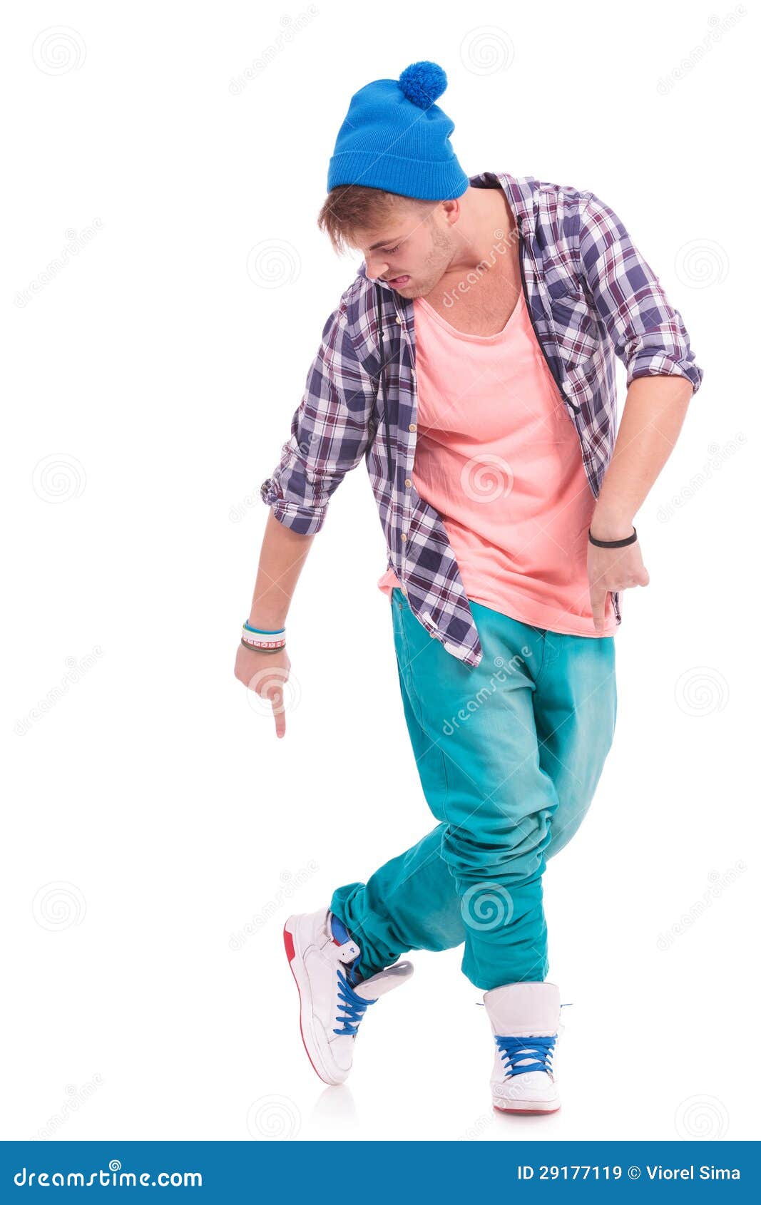 Dancer Pointing & Looking at His Shoes Stock Image - Image of clothing ...
