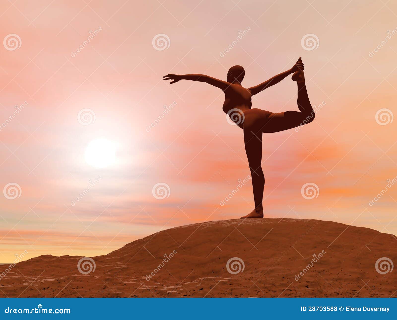 Dancer Pose, Natarajasana - 3D Render Stock Illustration - Illustration ...