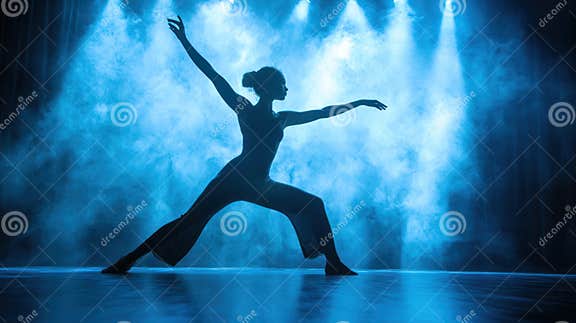 A Dancer Posed Mid-performance on Stage Stock Illustration ...
