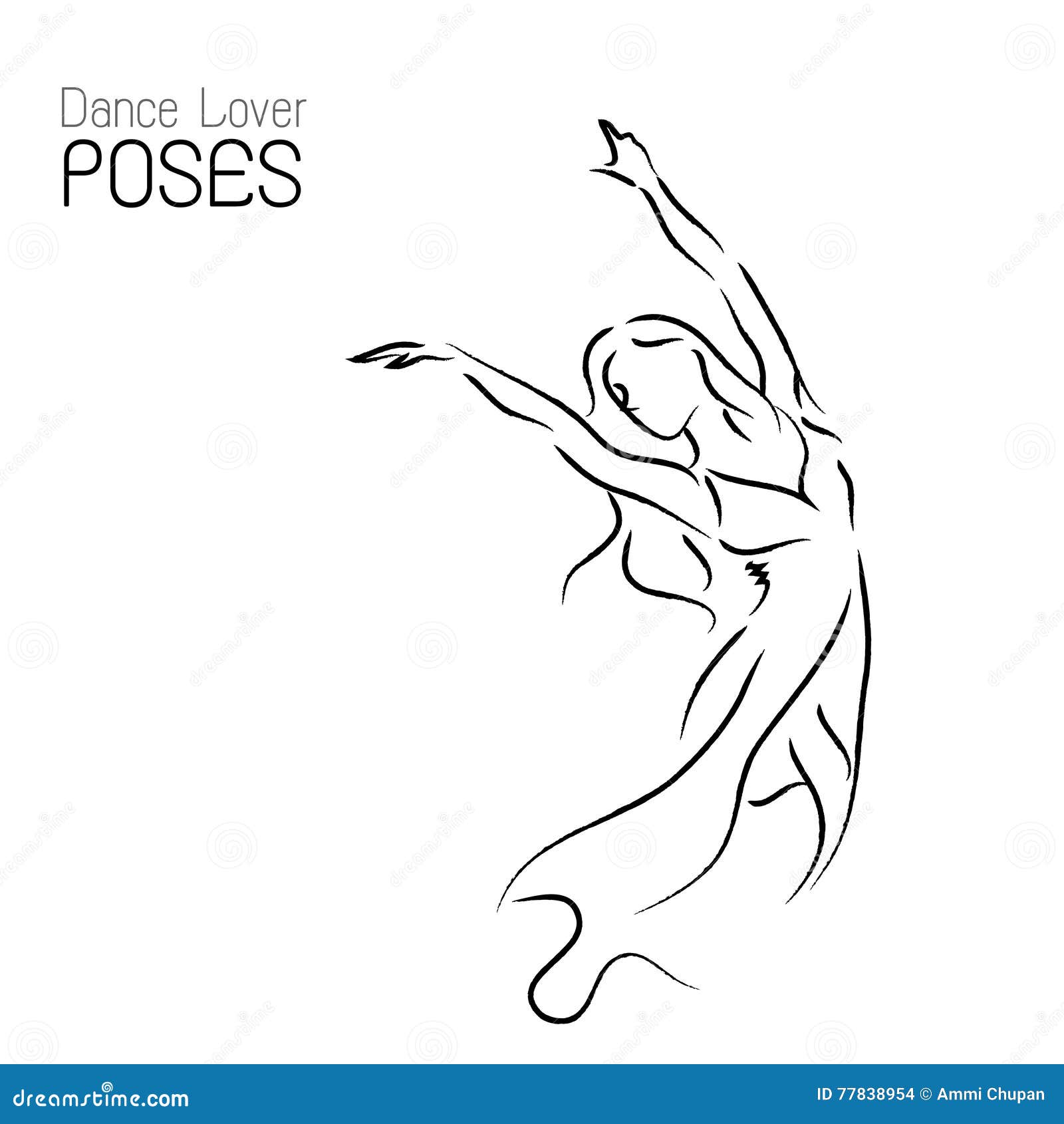 Dancer Posing Line Art Illustration; Abstract Movement Woman Stock ...