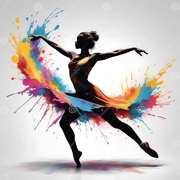 Watercolour Female Silhouette in Modern Dance Pose Stock Illustration ...