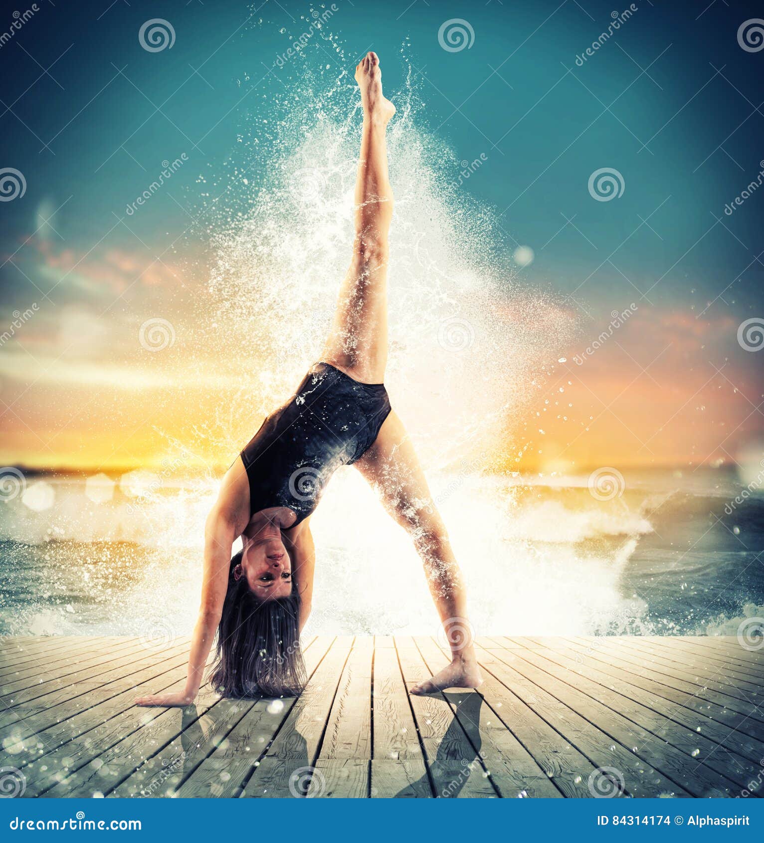 Dancer sea splash stock photo. Image of gymnastic, entertainer - 84314174