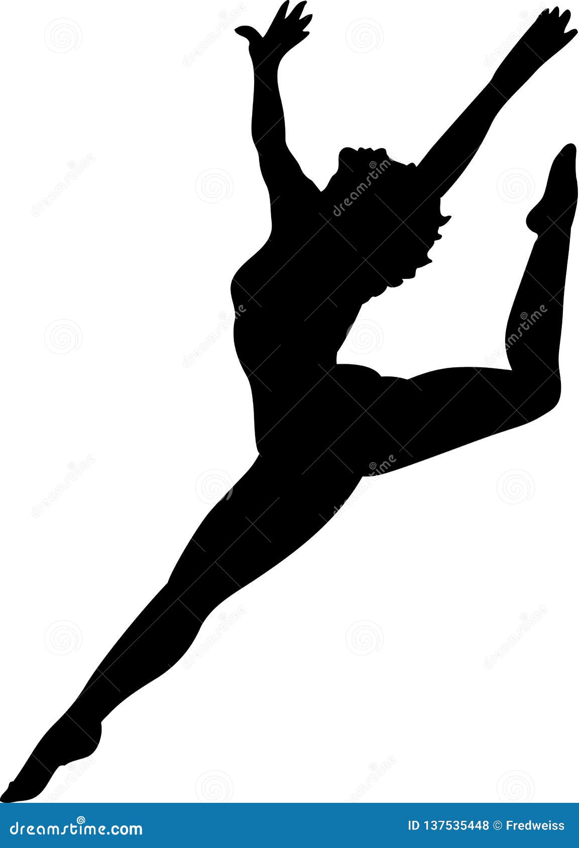 Silhouette With Dancer Fifth Position Tiptoes Cartoon Vector ...