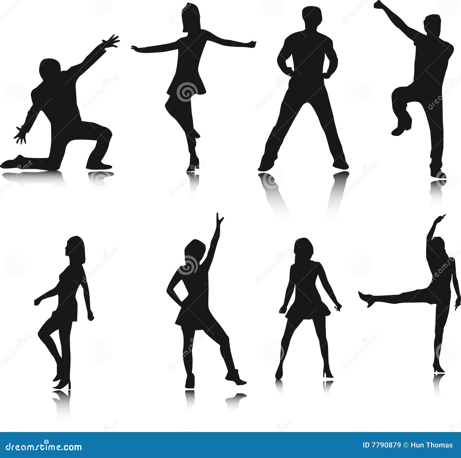 Dancer silhouettes stock vector. Illustration of dance - 7790879