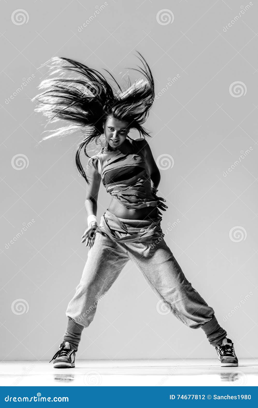 The dancer in studio stock photo. Image of aerobic, adult - 74677812
