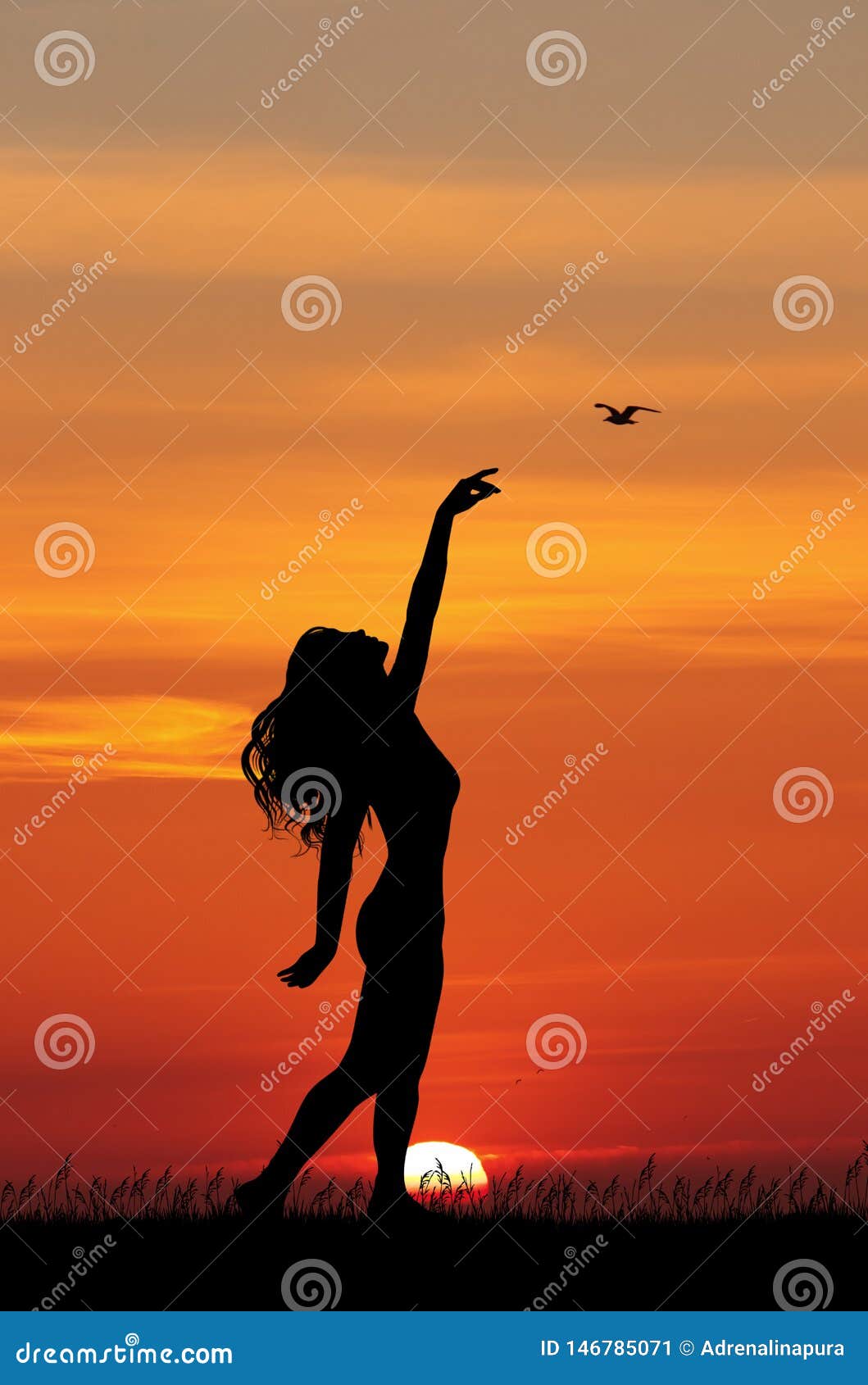 Dancer at sunset stock illustration. Illustration of woman - 146785071