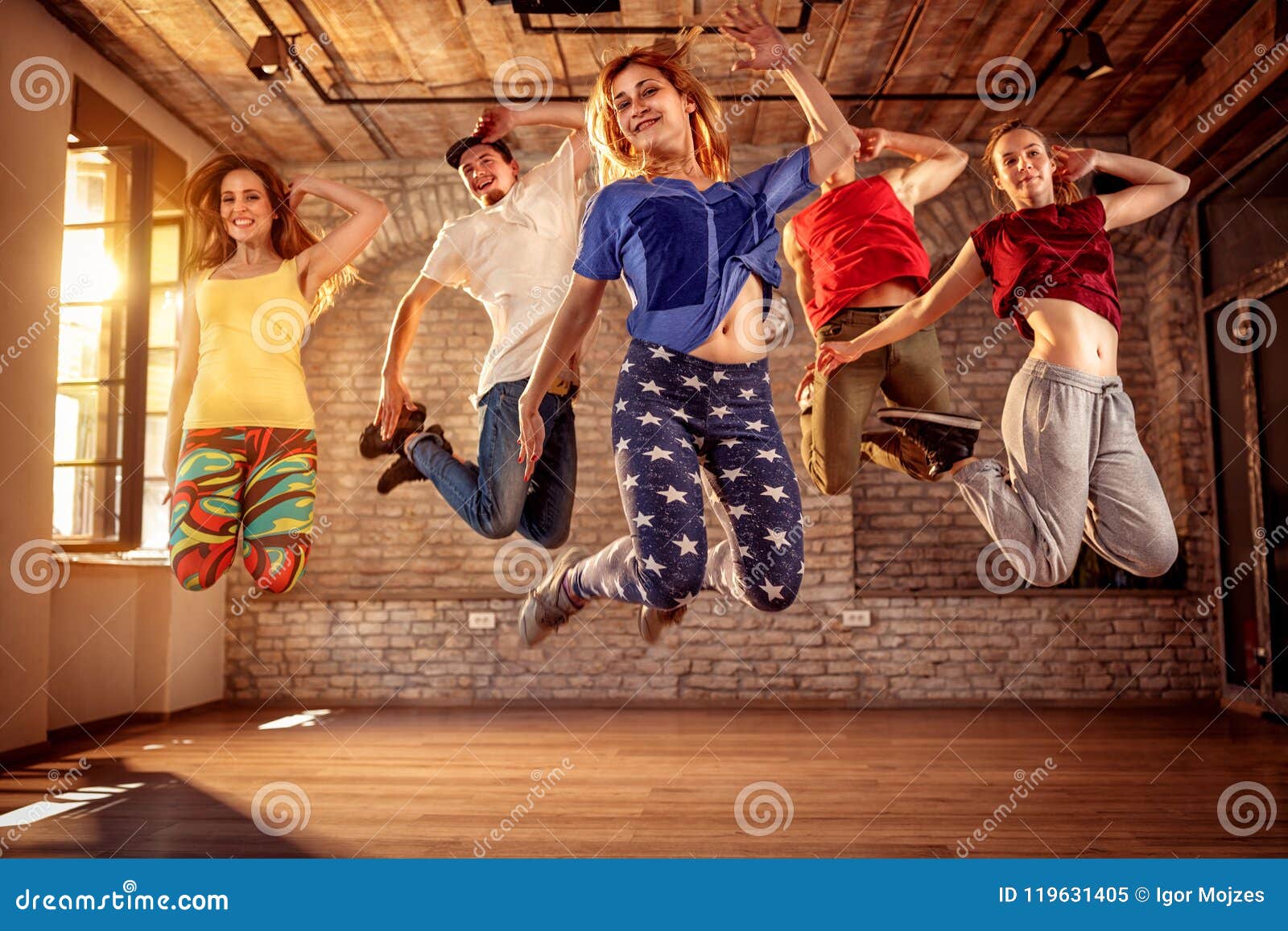 Dancer Team - Dancer People Jumping during Music Stock Image - Image of ...