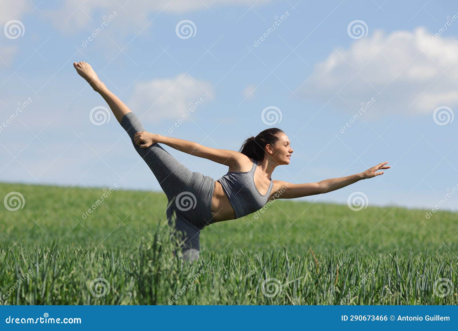 Dancer Woman Dancing in a Field Stock Photo - Image of horizon, ballet ...