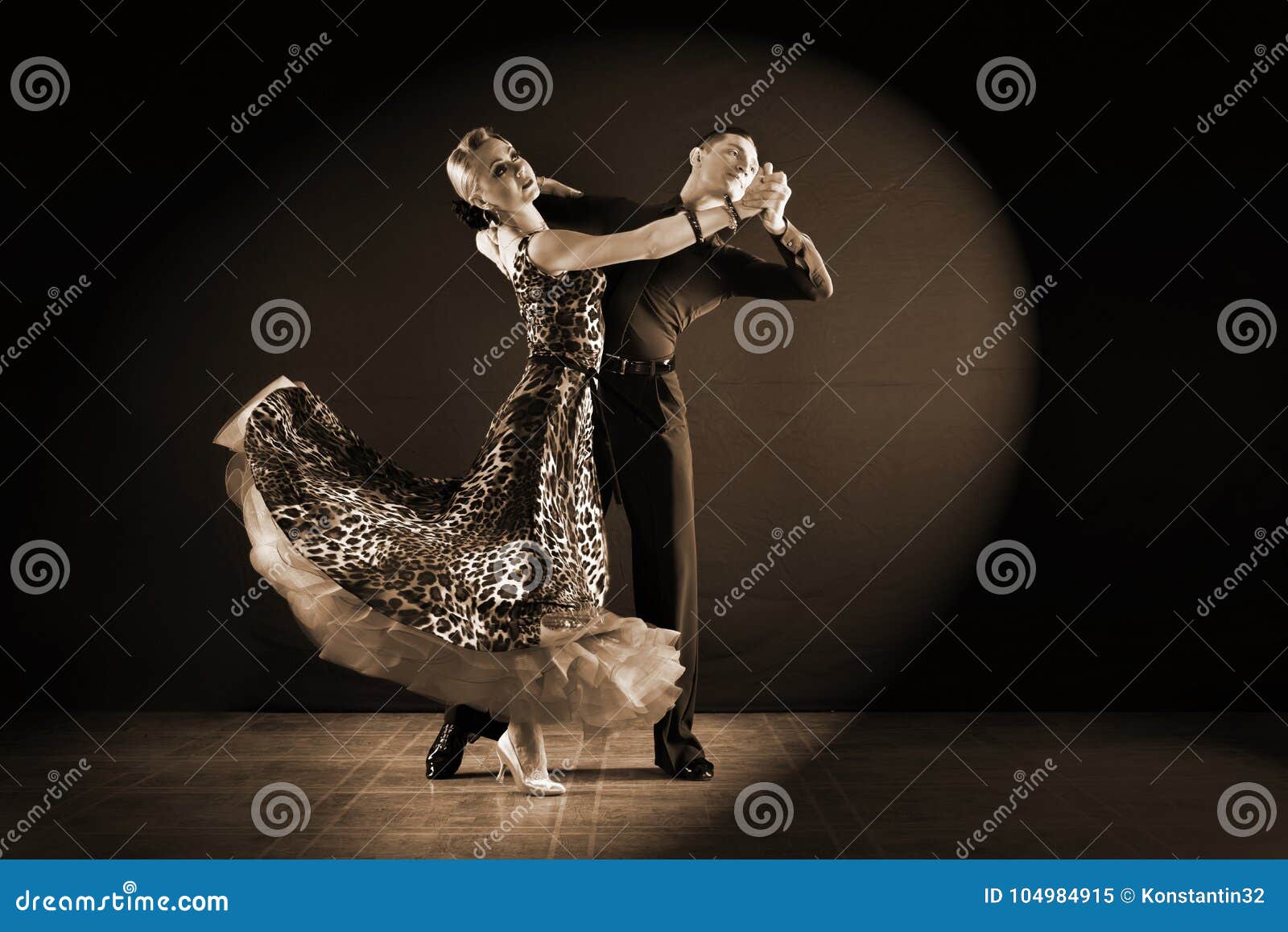 Dancers in Ballroom Isolated on Black Background Stock Image - Image of ...