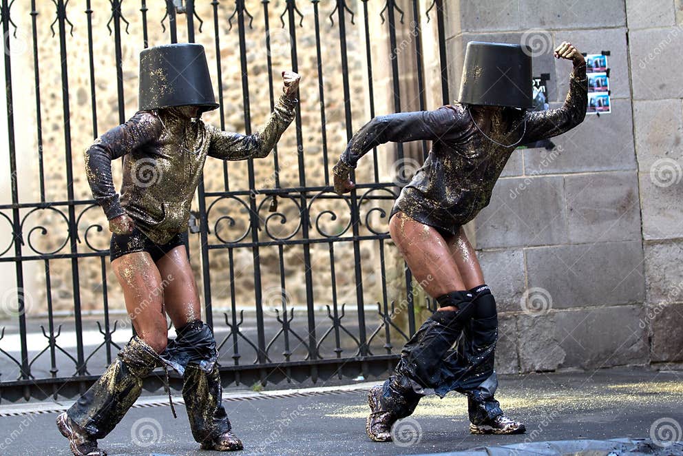 Dancers with Buckets on the Head. Editorial Stock Image - Image of ...