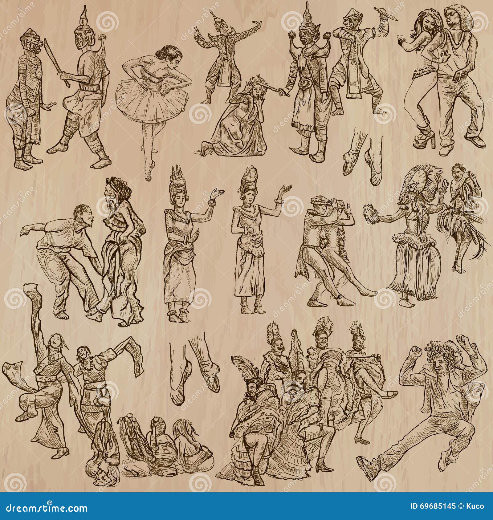 Dancers - Hand Drawn Vector Pack Stock Vector - Illustration of ...