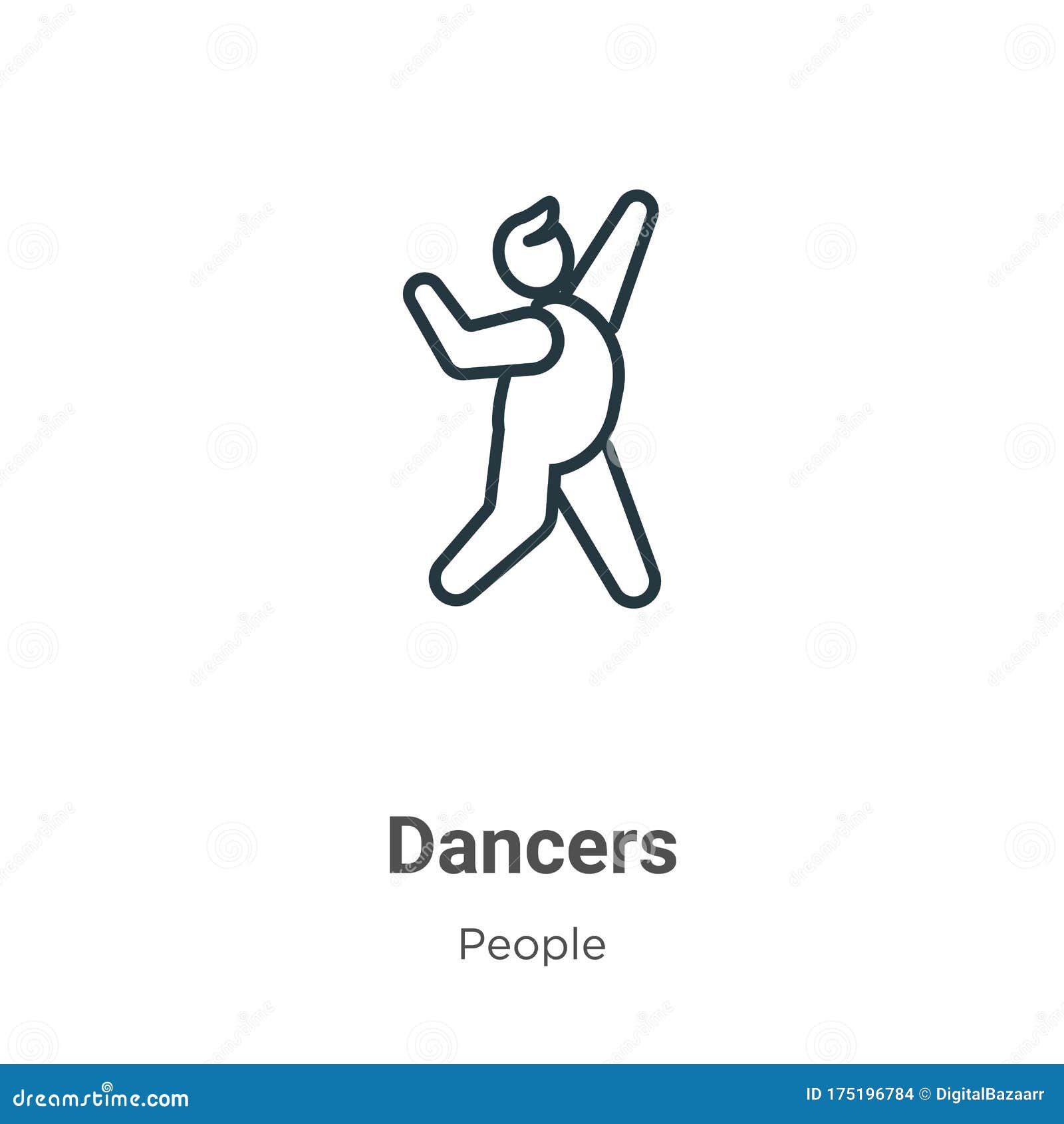 Dancers Outline Vector Icon. Thin Line Black Dancers Icon, Flat Vector ...