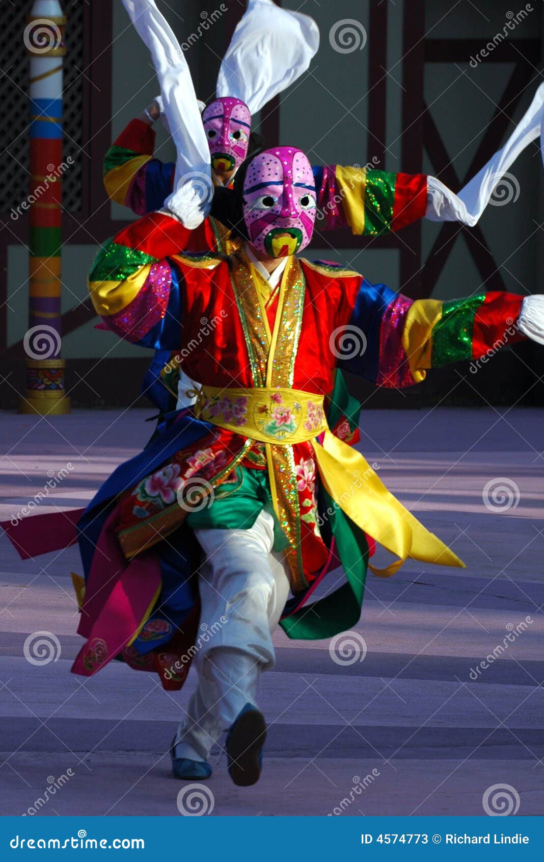 Dancers with pink masks stock image. Image of costumes - 4574773