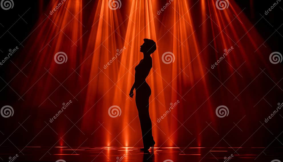 Dancers Silhouette Against Vibrant Backdrop Stock Image - Image of ...