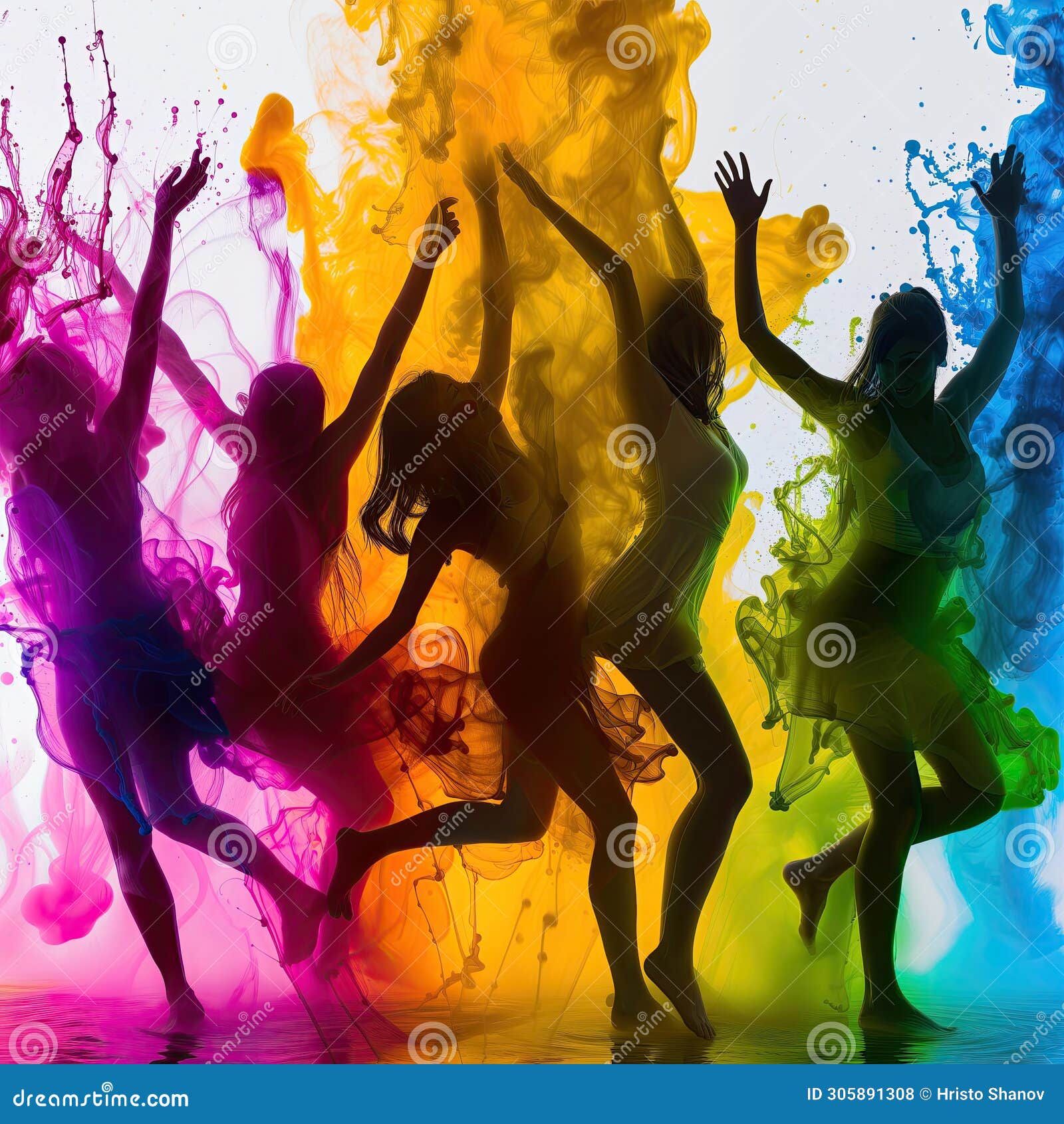 Dancers Silhouettes Colorfull in Motion Stock Illustration ...