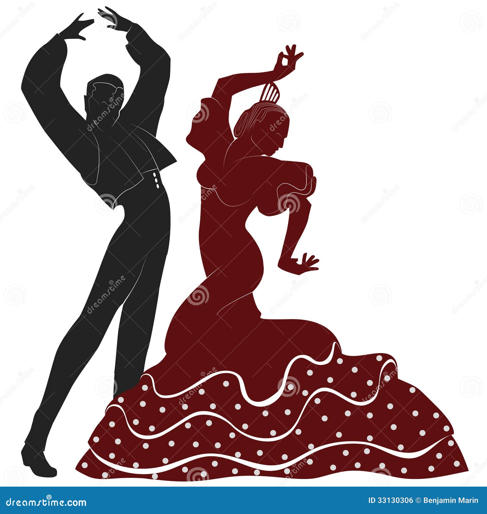 Spanish Dancers. An Hand Drawn Illustration, Freehand Sketching ...