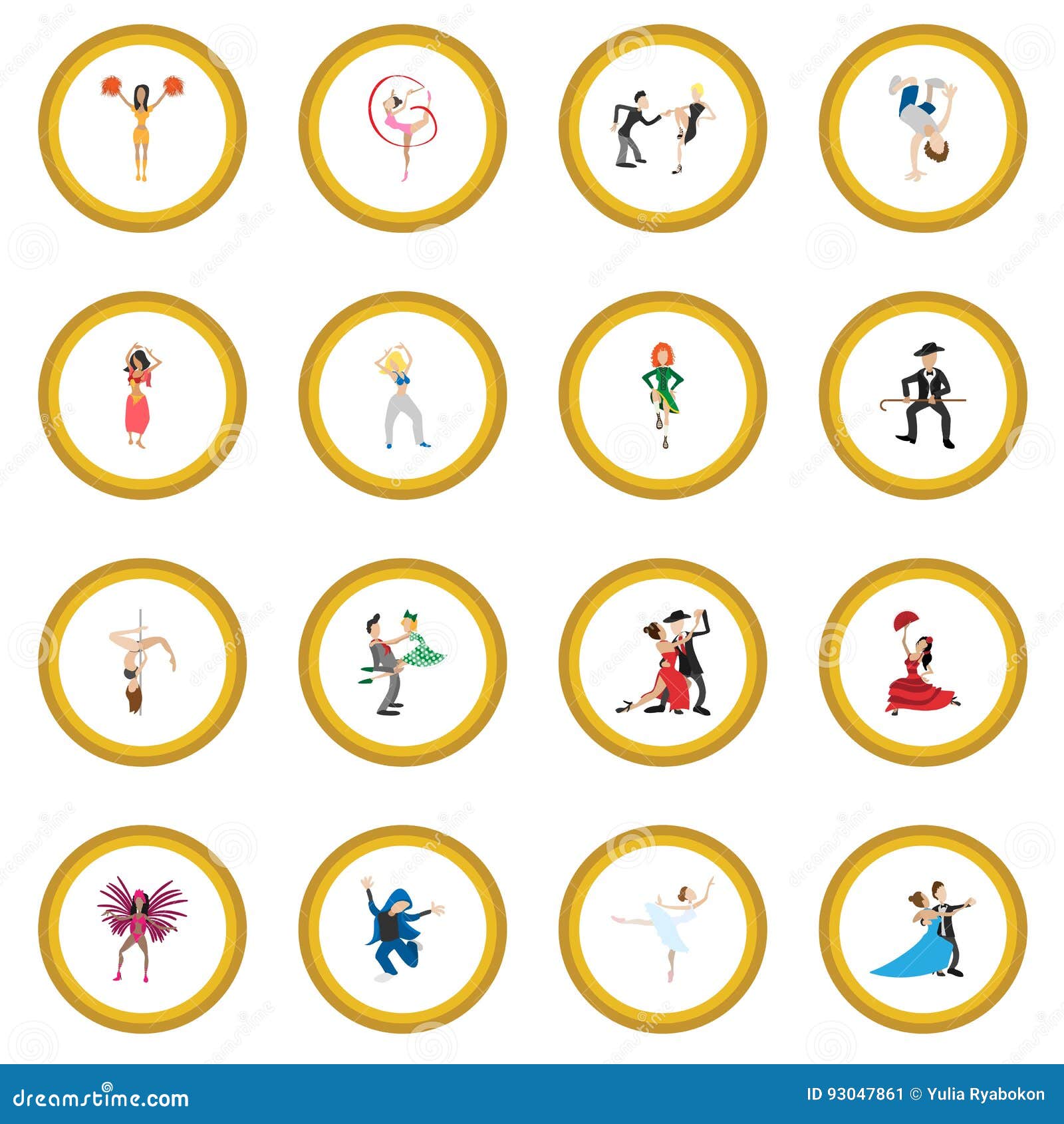 Dances cartoon icon circle stock vector. Illustration of emblem - 93047861