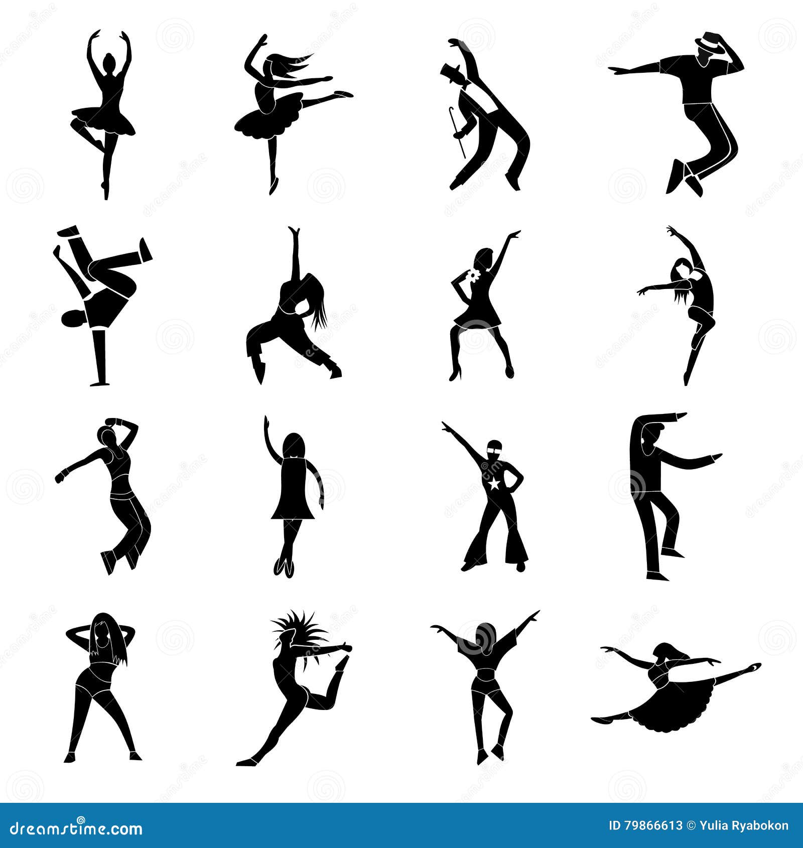 Dances simple icons set stock vector. Illustration of design - 79866613