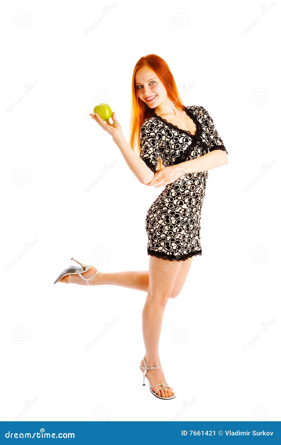 Dancing with apple stock image. Image of green, beautiful - 7661421