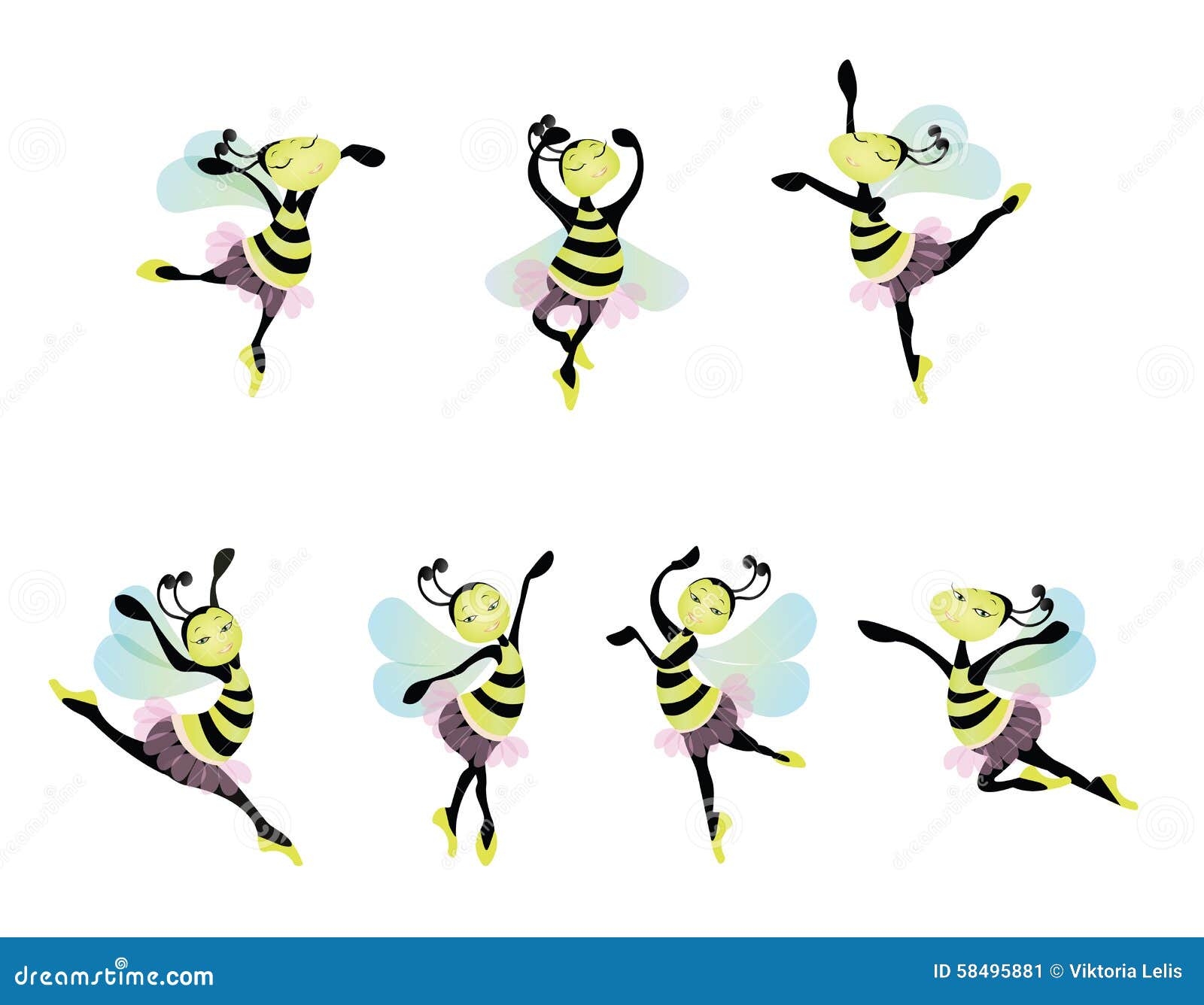 Dancing Ballerina Bees Stock Vector - Image: 58495881