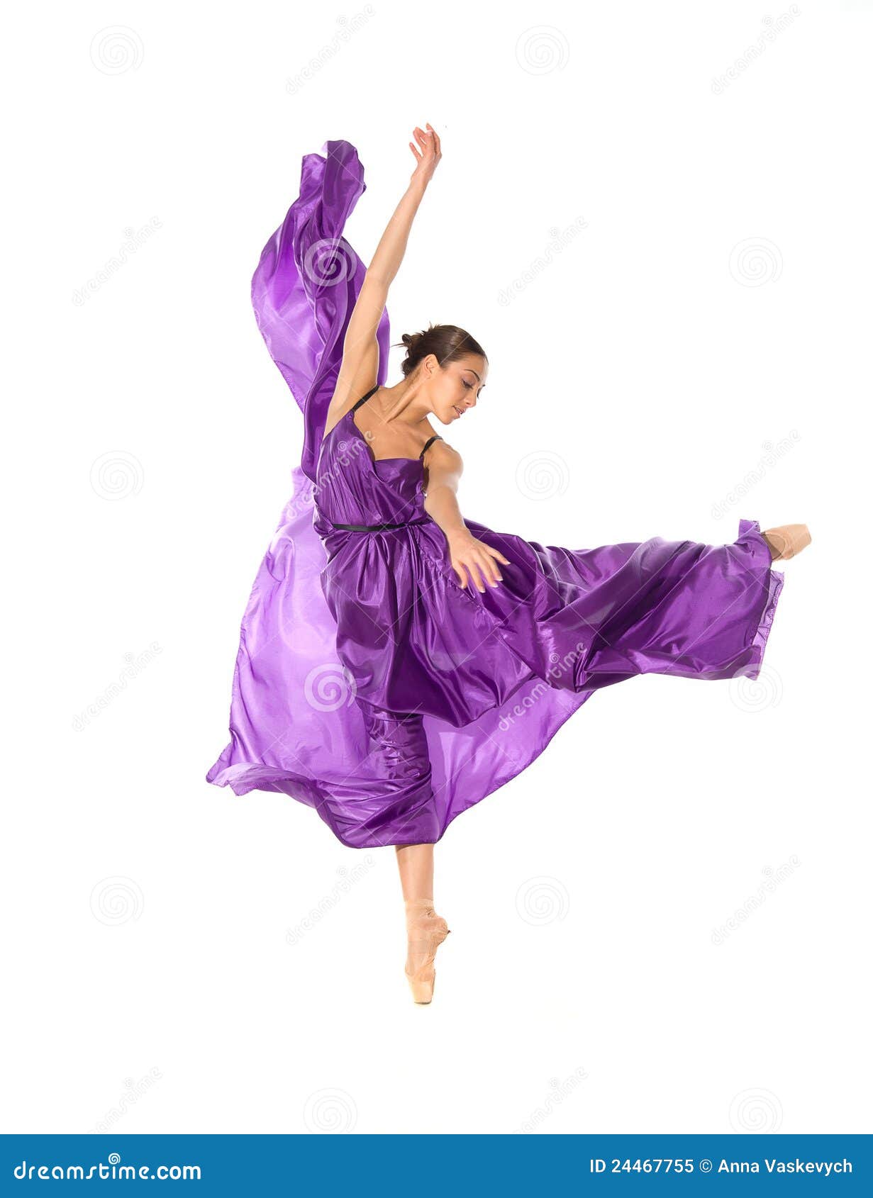 Dancing Ballerina in Violet Stock Image - Image of balance, fitness ...