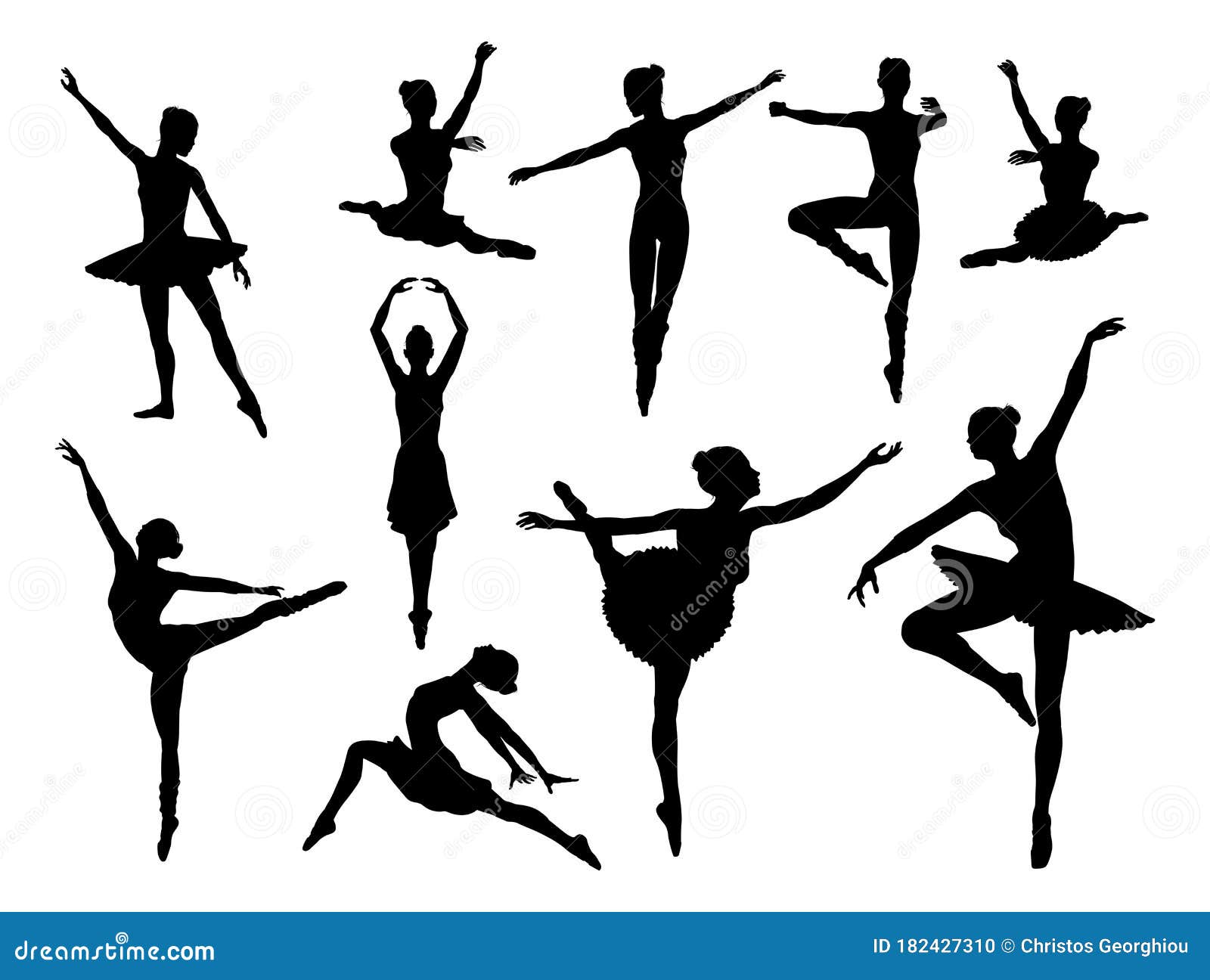 Dancing Ballet Dancer Silhouettes Stock Vector - Illustration of ...