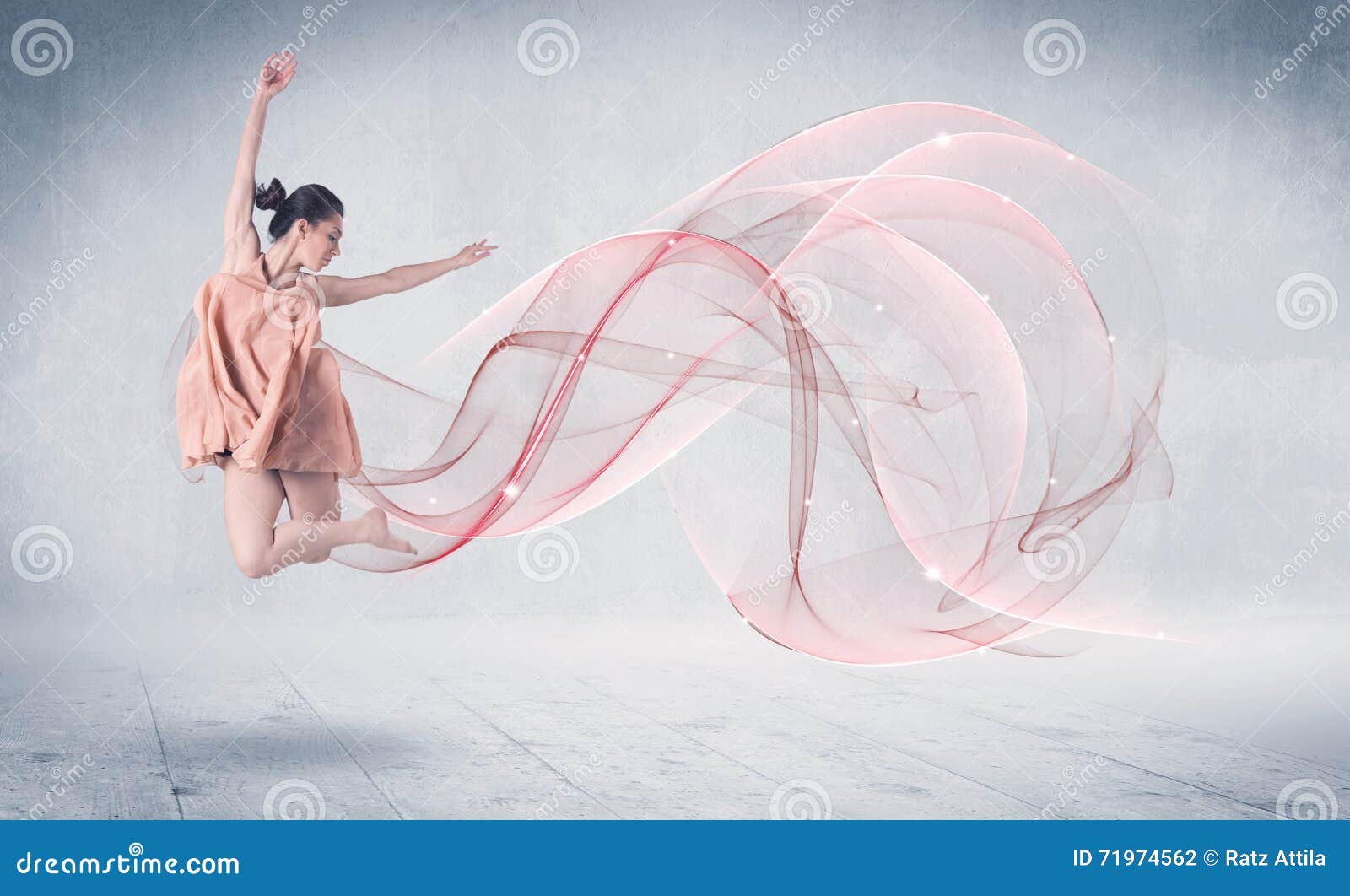Dancing Ballet Performance Artist with Abstract Swirl Stock Photo ...