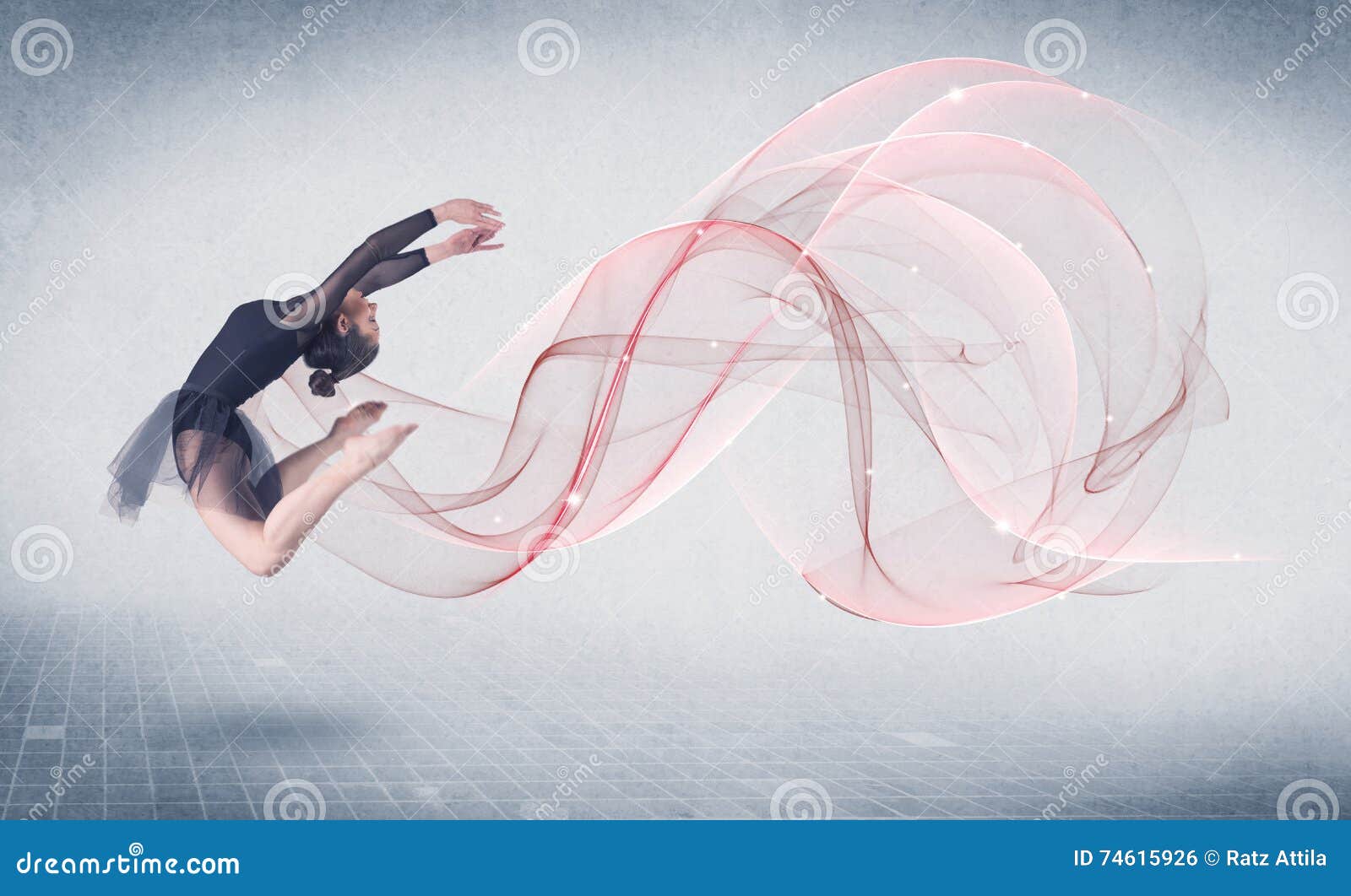 Dancing Ballet Performance Artist with Abstract Swirl Stock Photo ...
