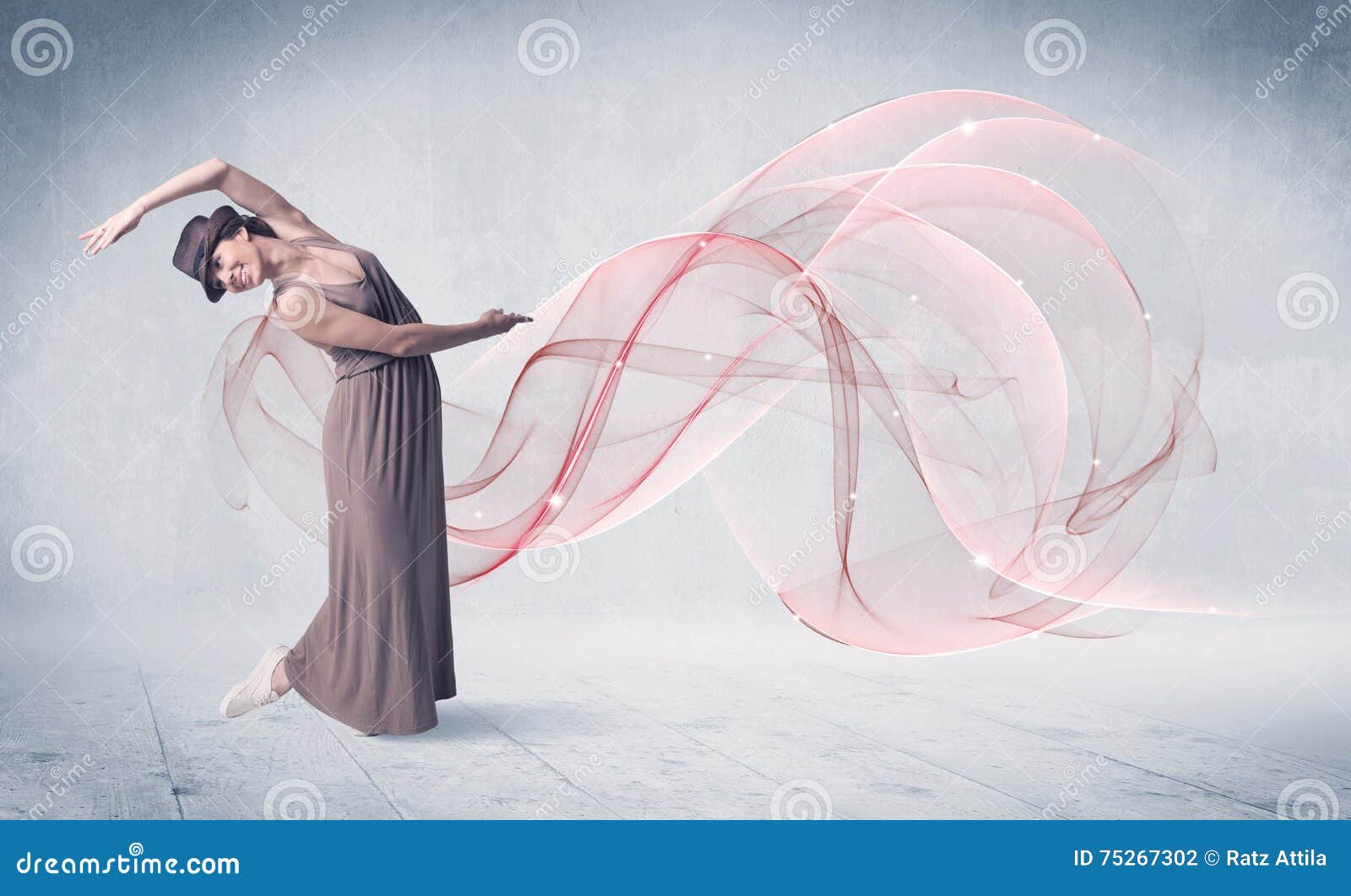 Dancing Ballet Performance Artist with Abstract Swirl Stock Photo ...