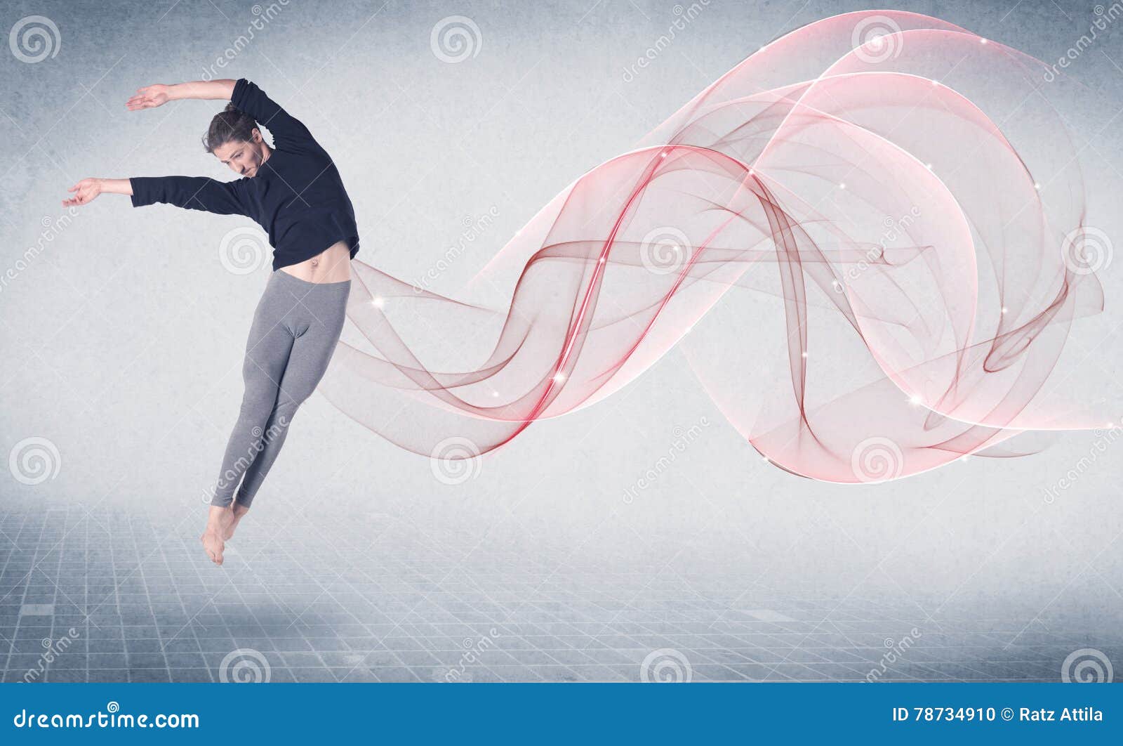 Dancing Ballet Performance Artist with Abstract Swirl Stock ...