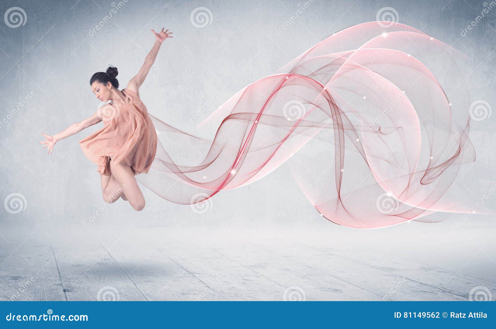 Dancing Ballet Performance Artist with Abstract Swirl Stock Photo ...